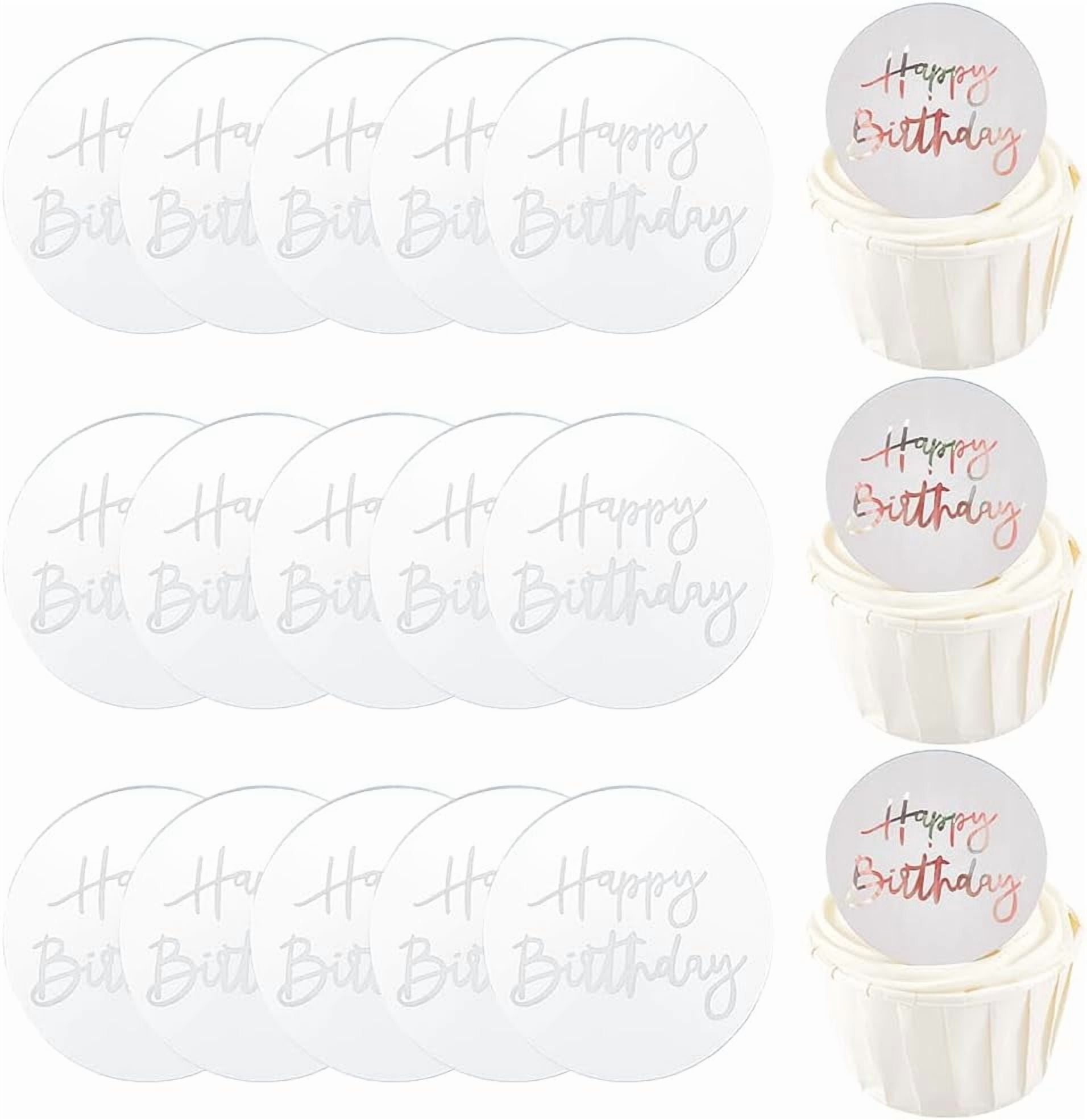 1 Box 21Pcs Disc Cake Topper Silver Acrylic Cupcake Toppers 5CM Mirror ...