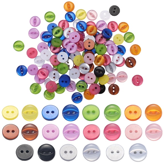 1 Box 220PCS 11 Colors 11.5MM 2 Hole Fisheye Resin Button Flat Round ...