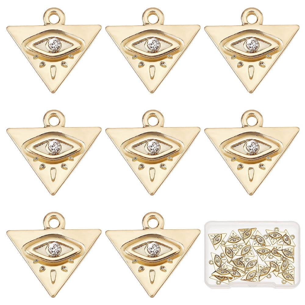 1 Box 22Pcs 18K Gold Plated Charms Triangle Charm Bulk Rhinestone ...