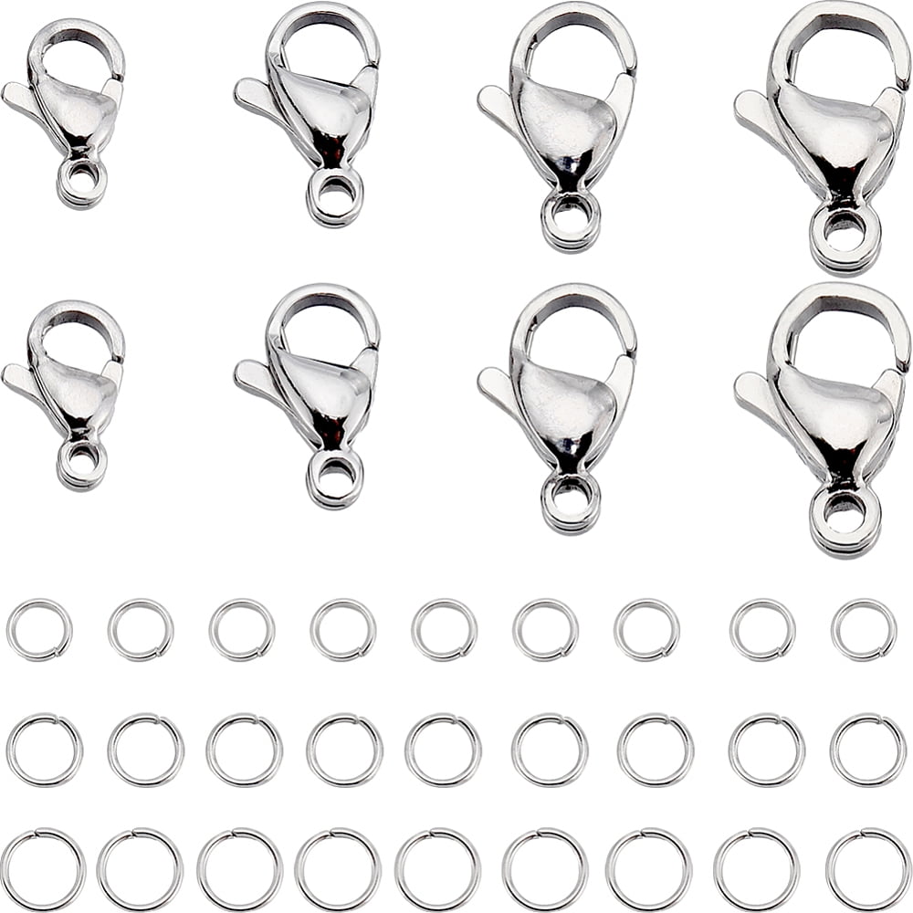 1 Box 230Pcs Stainless Steel Lobster Claw Clasps Open Jump Rings 80Pcs ...