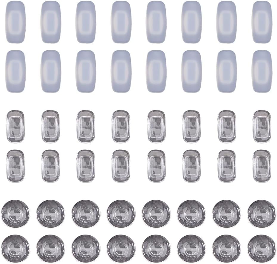 1 Box 24 Pairs 3 Styles Silicone Eyeglass Nose Pads Push in Nose Pad ...