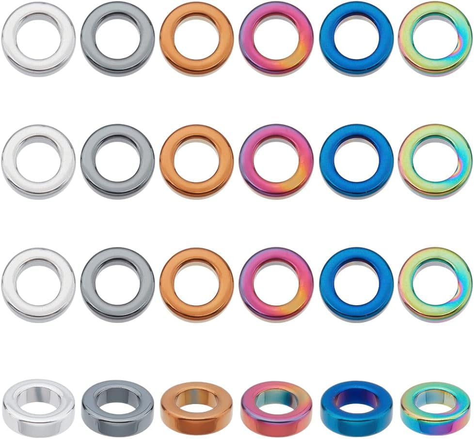 1 Box 24 Pcs Non Synthetic Hematite Linking Rings 6 Colors Non ...