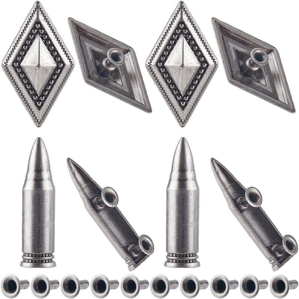 1 Box 24 Sets Antique Silver Screw Back Buttons Tibetan Style Diamond ...