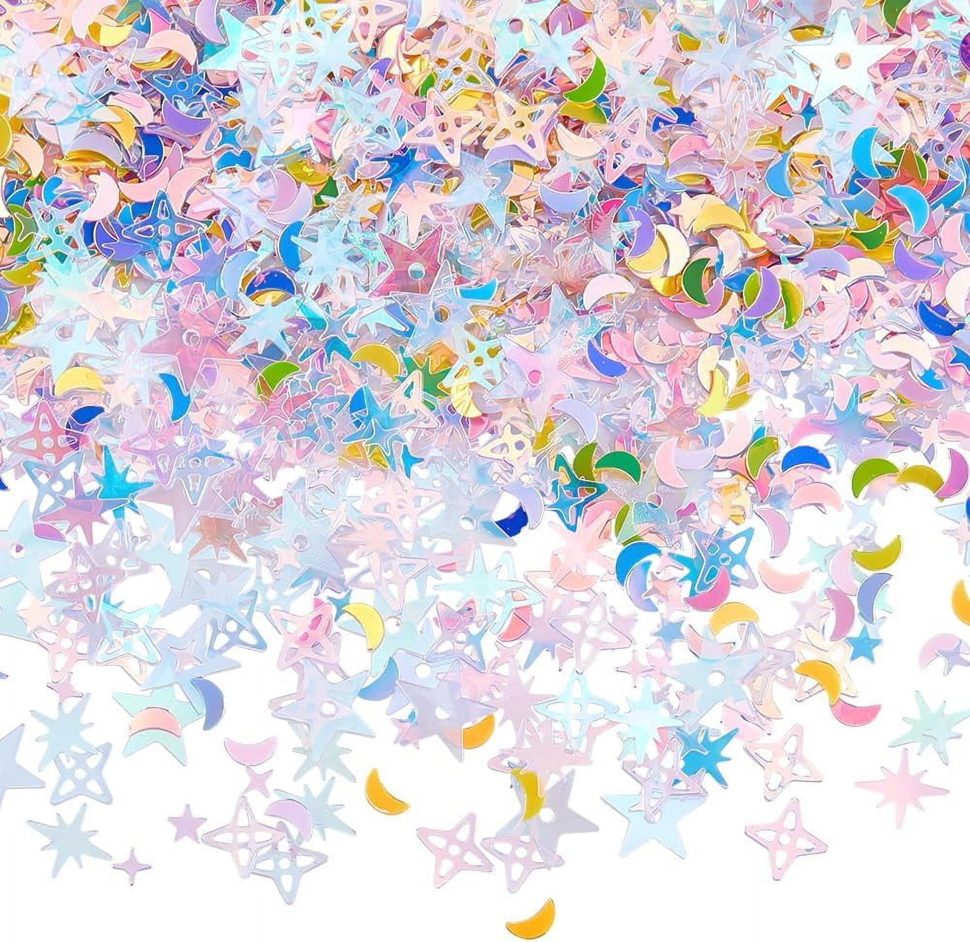 1 Box 2400Pcs+40G Star Confetti Moon Glitter Plastic PVC Iridescent ...
