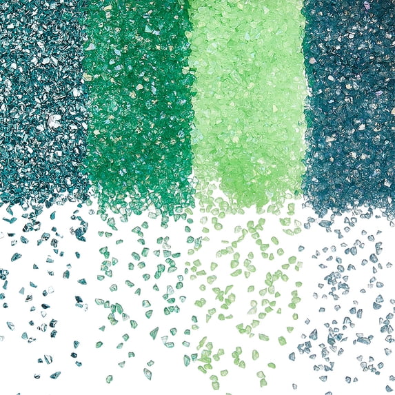 1 Box 240G 4 Colors Green Crushed Glass Broken Pieces Irregular Chunky ...