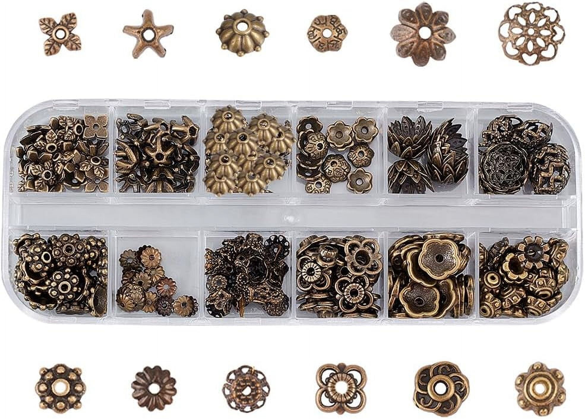 1 Box 240Pcs 12 Styles Spacer Beads Caps Bulk Vintage Style Antique ...
