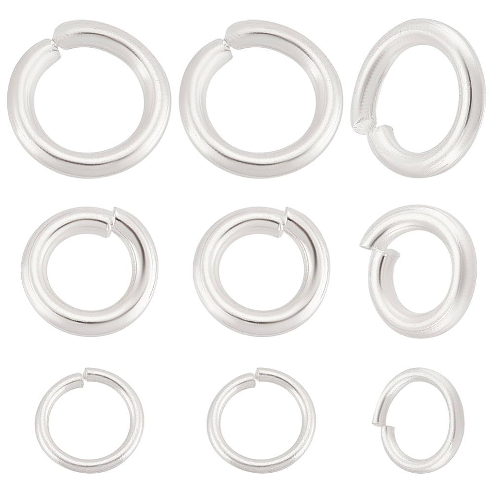 1 Box 240Pcs 3 Size Open Jump Rings Sterling Silver Plated Single Loop ...