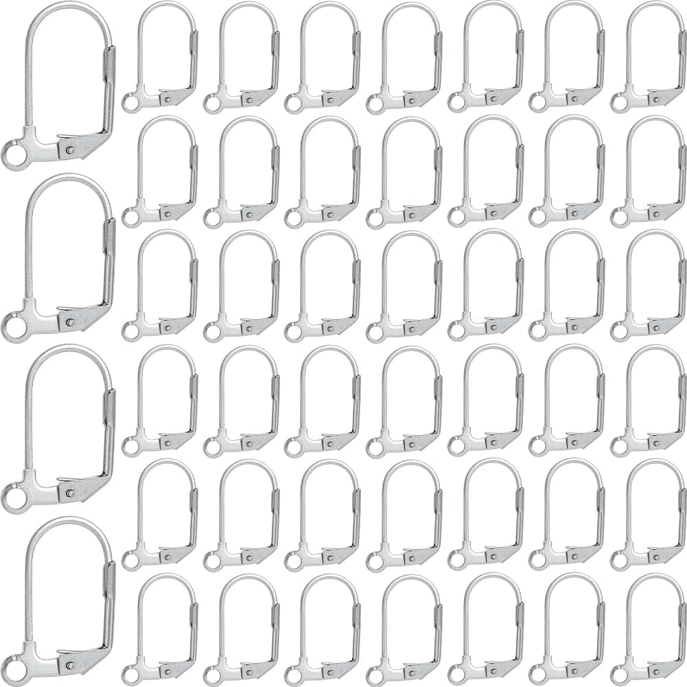 1 Box 240Pcs Silver Leverback Earring Findings Stainless Steel Earring ...