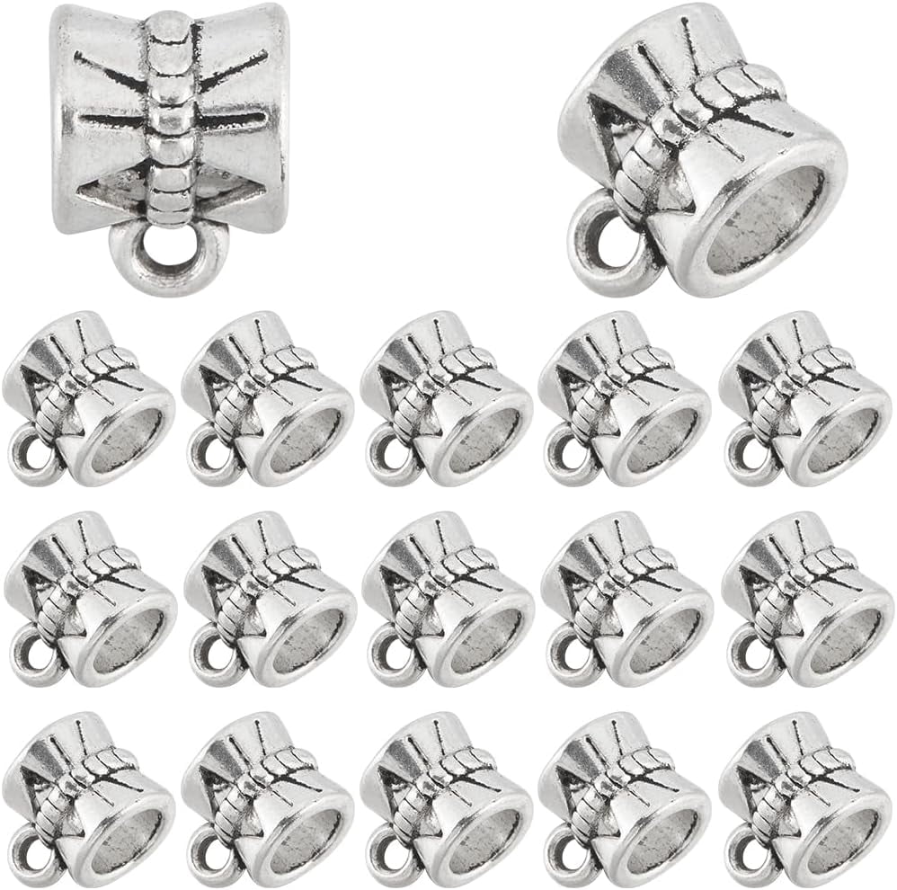 1 Box 240Pcs Small Bail Beads Silver Spacer Beads Charms Alloy Textured ...
