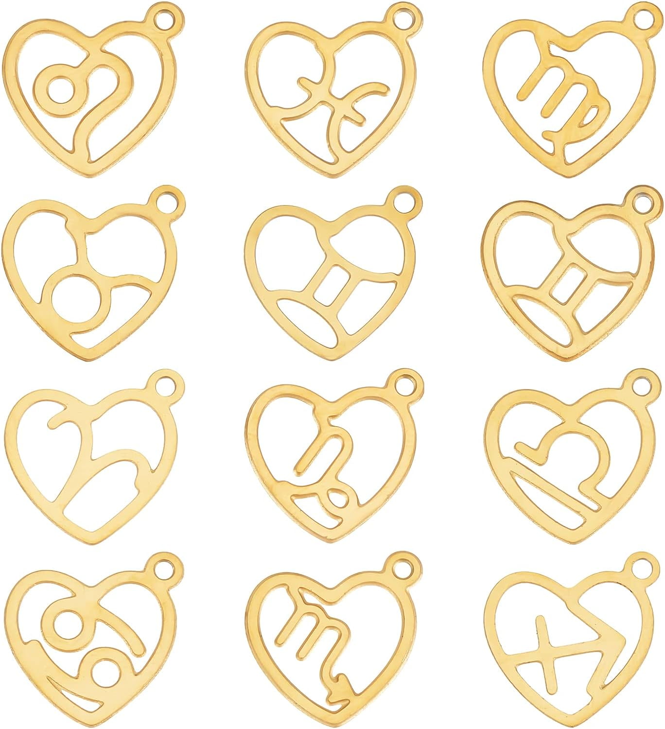 1 Box 24Pcs 12 Style Real 18K Gold Plated Constellation Charms Bulk ...