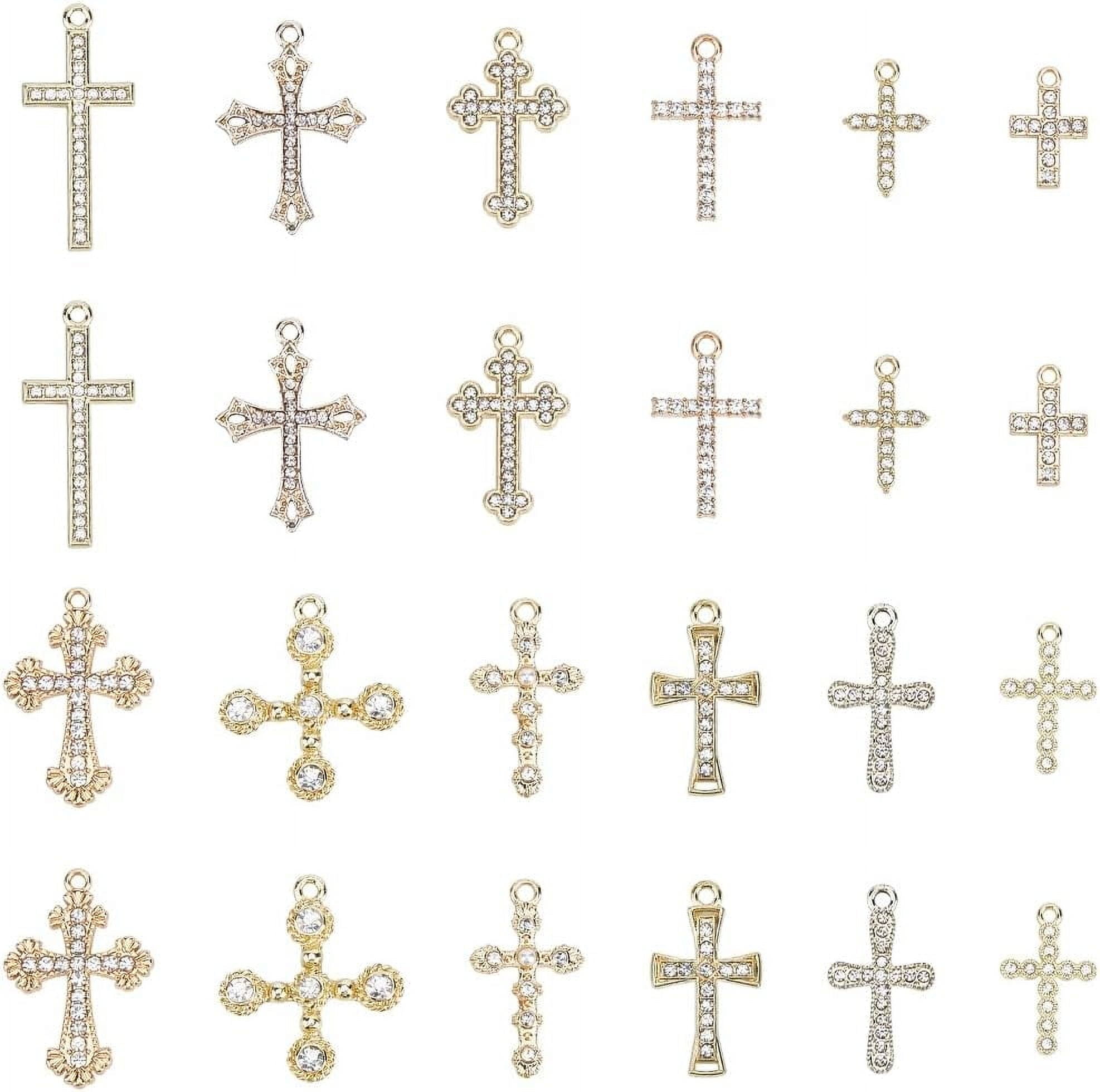 1 Box 24Pcs 12 Styles Alloy Cross Charms Crucifix Charms Bulk Gold ...