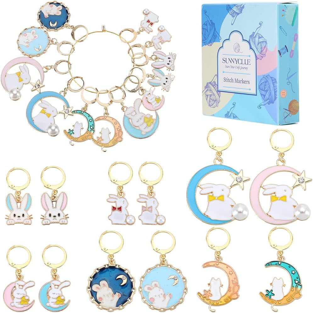 1 Box 24Pcs 12 Styles Rabbit Clasp Charms Animal Stitch Markers Bulk ...