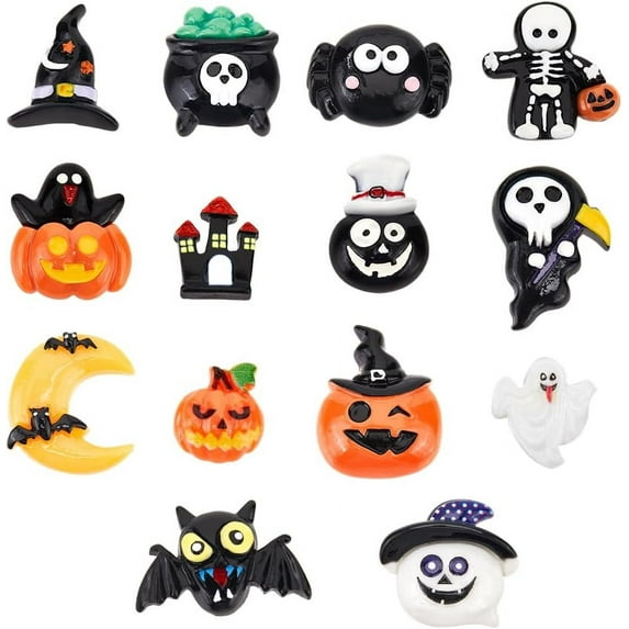 1 Box 24Pcs 14 Styles Flatback Charms Resin Flat Back Craft Colorful ...