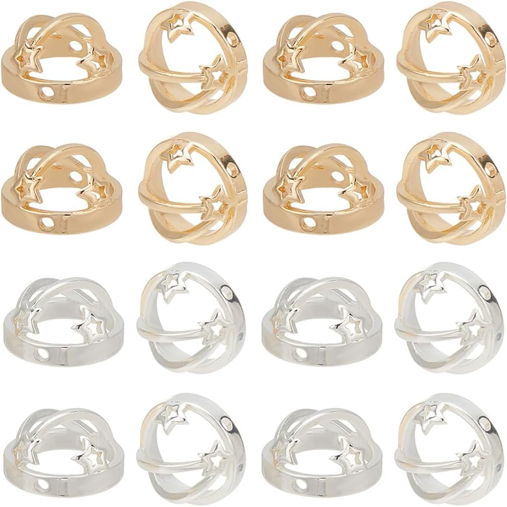1 Box 24Pcs 2 Colors Circle Bead Frames Star Bead Frame Jewelry Brass ...
