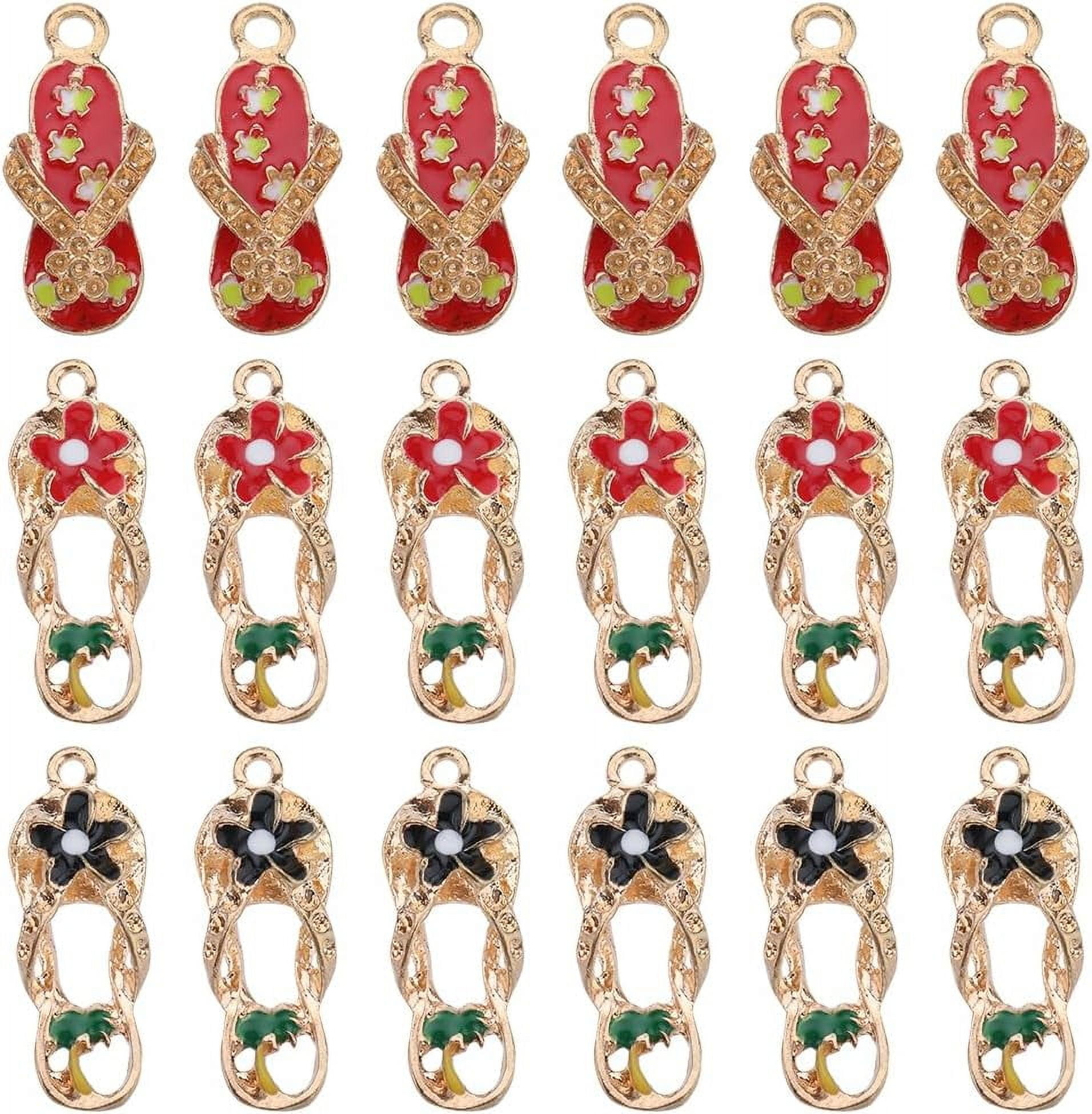 1 Box 24Pcs 3 Colors Flip Flop Charms Bulk Slipper Charms Enamel Alloy ...