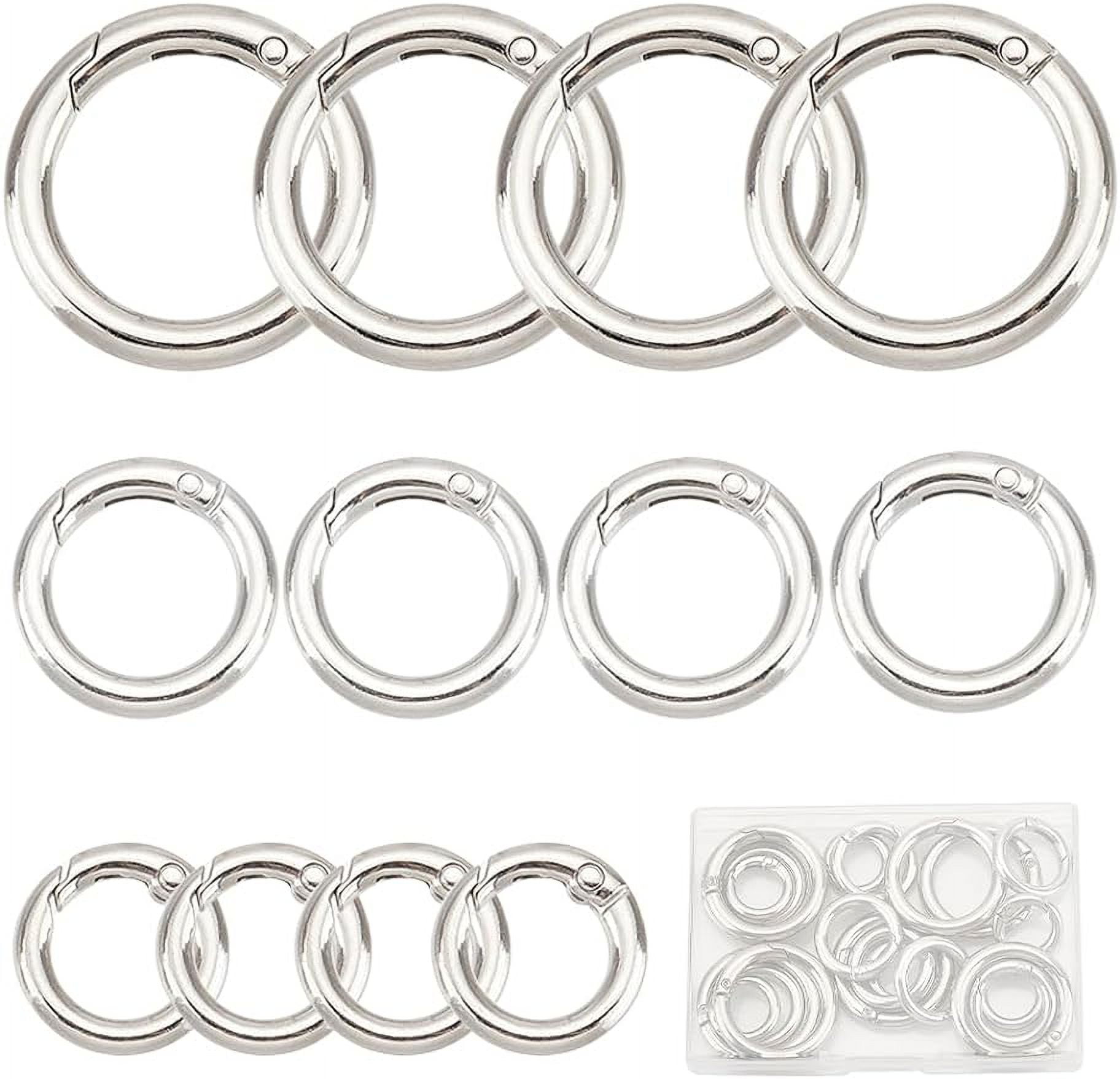 1 Box 24Pcs 3 Sizes Spring O Rings Bulk Silver Round Carabiners Spring ...