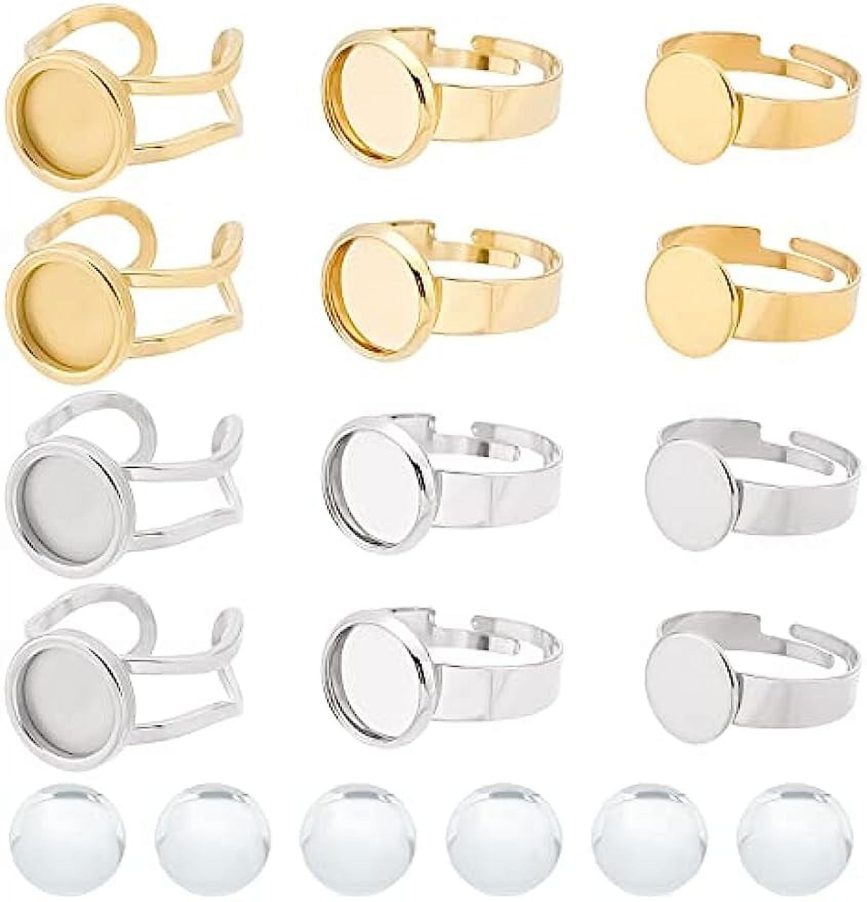 1 Box 24Pcs 3 Style 10mm Cabochon Ring Blanks Stainless Steel Blank ...