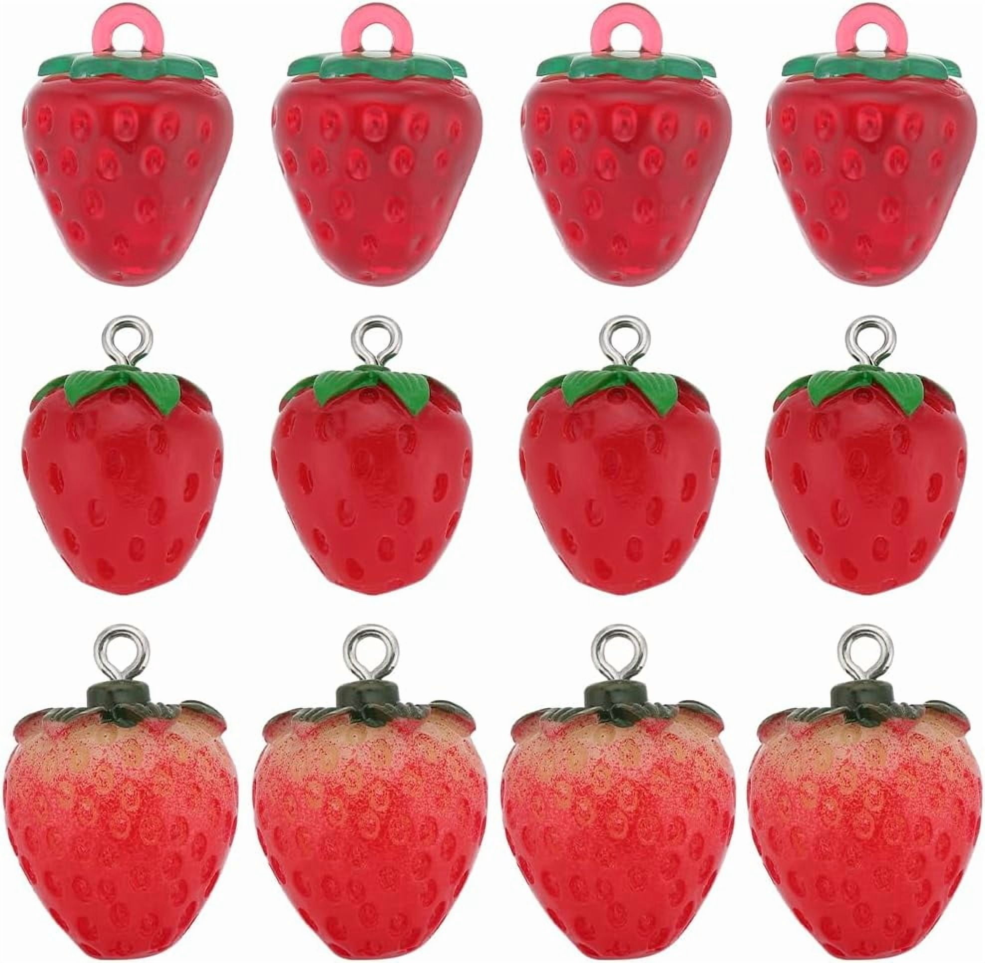 1 Box 24Pcs 3 Styles Resin Strawberry Charms Bulk Strawberries Charm ...