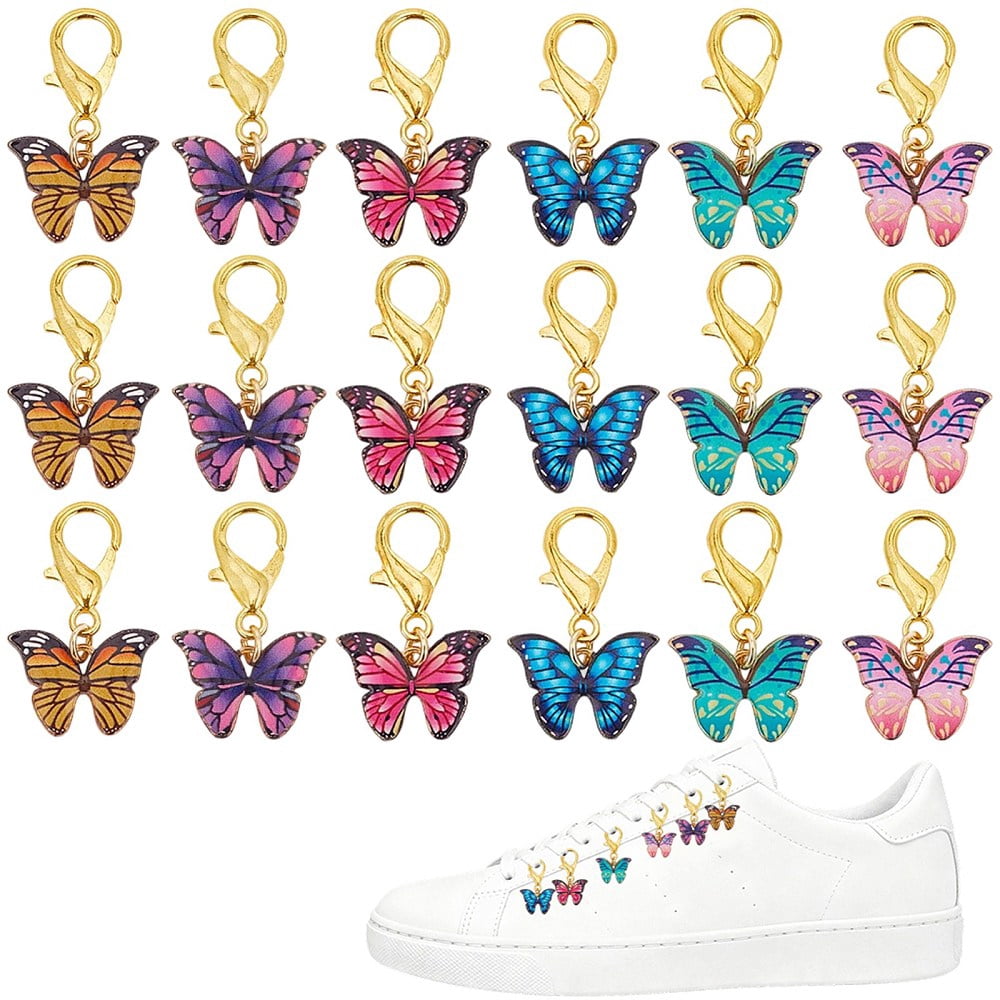 1 Box 24Pcs 6 Colors Butterfly Shoe Charm Animal Shoe Charms Bulk Gold ...