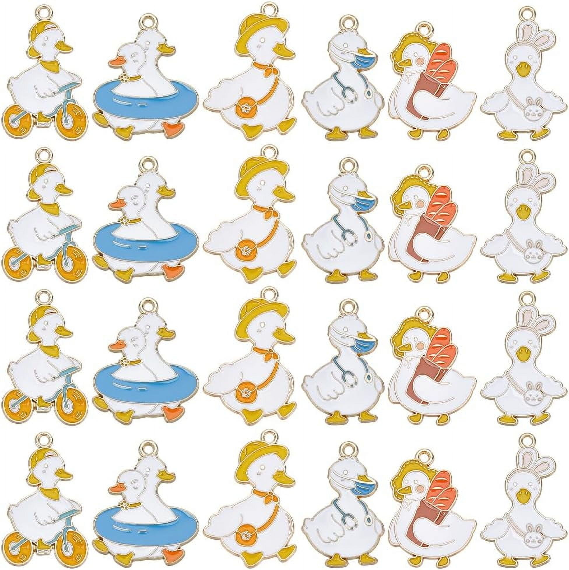 1 Box 24Pcs 6 Styles Light Gold Tone Alloy Enamel Pendants Duck Mixed ...