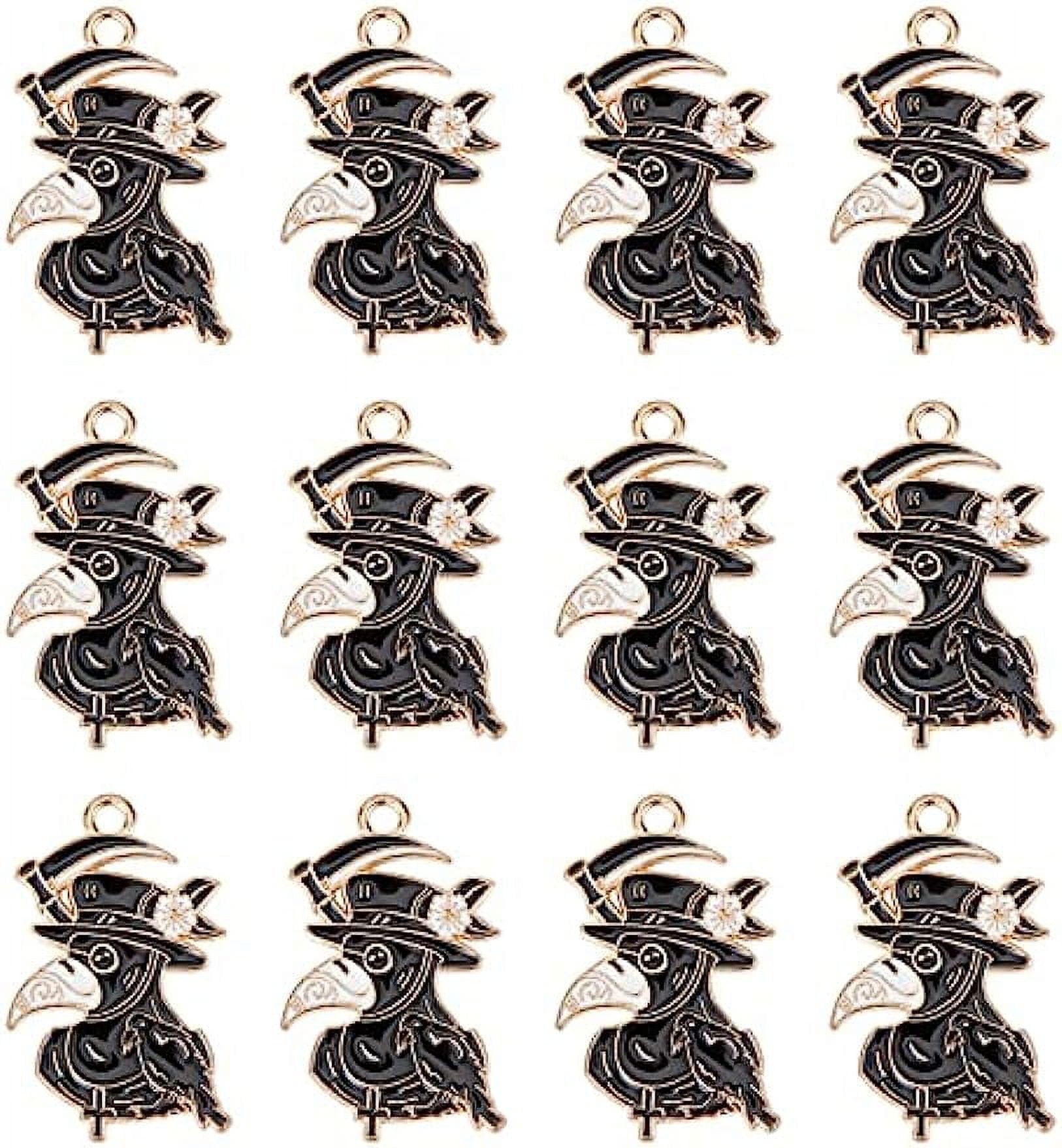 1 Box 24Pcs Gothic Charms Crow Charm Enamel Raven Beak Steampunk Charms ...