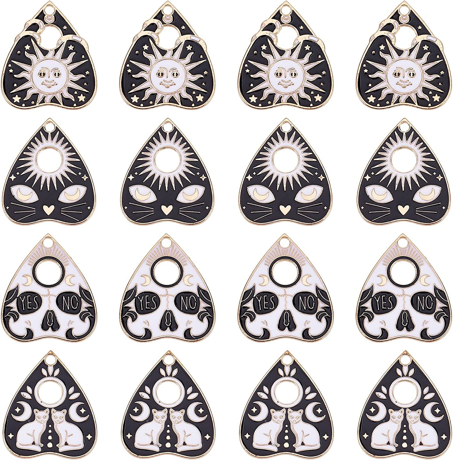 1 Box 24Pcs Gothic Style Cat Charms Black White Enamel Ouijas Tarot ...