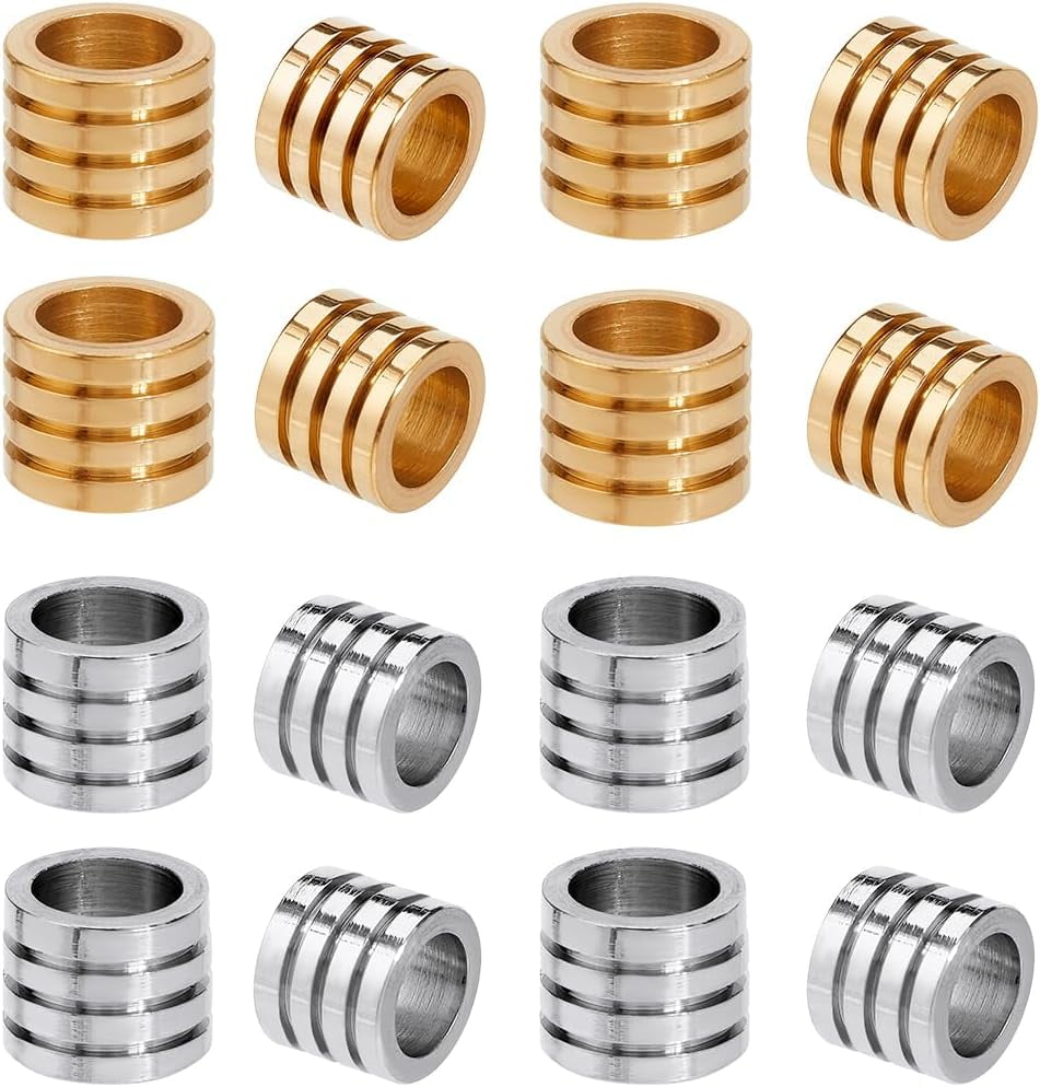 1 Box 24Pcs Metal Barrel Beads Large Hole Column Spacer Beads Bulk 10mm ...