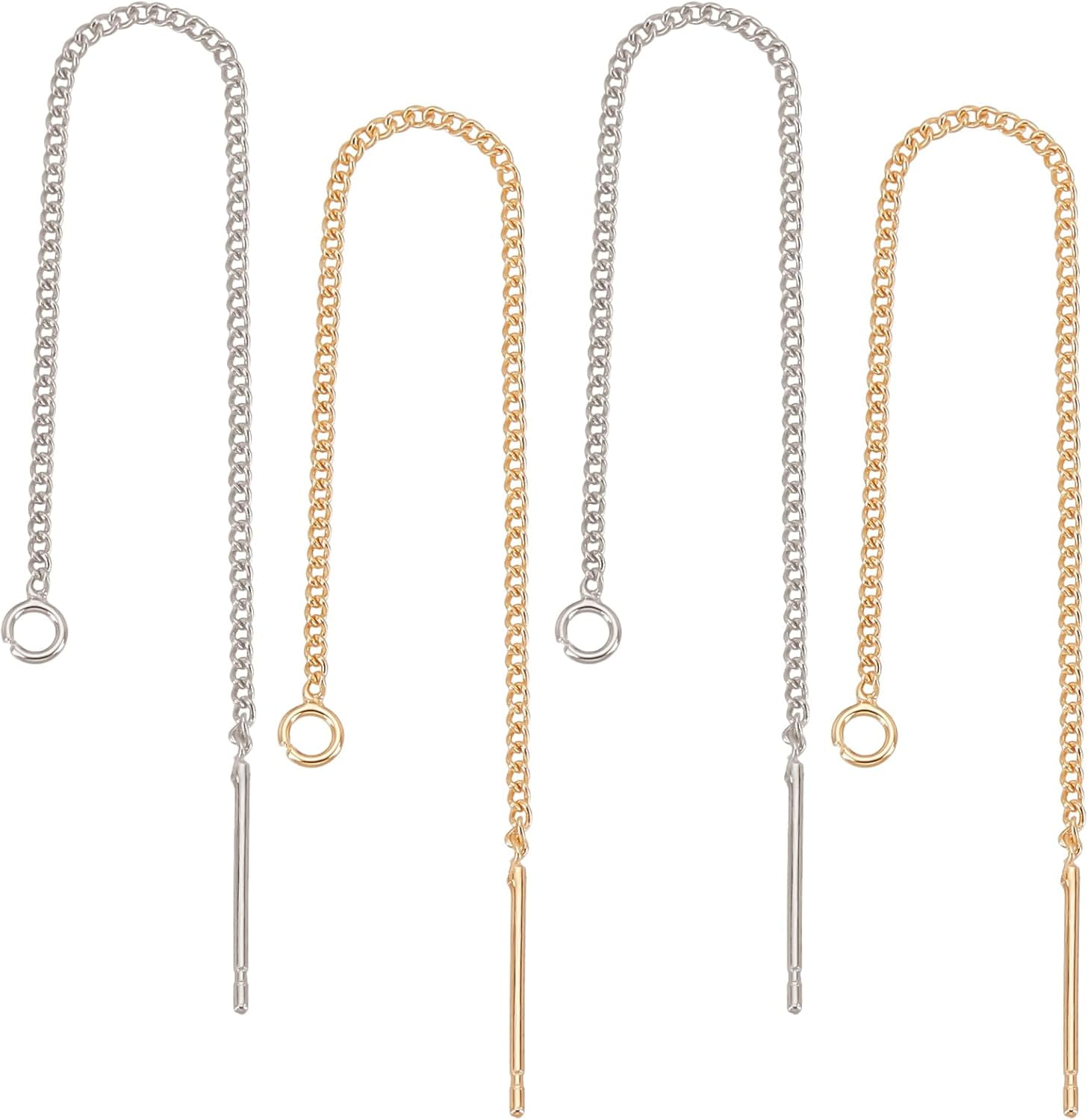 1 Box 24Pcs Real 18K Gold Platinum Plated Brass Ear Threads Dangling ...