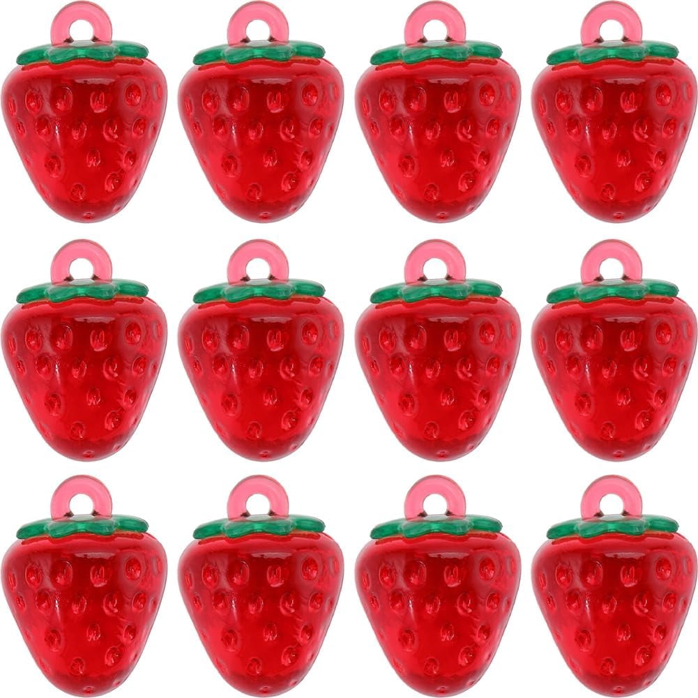 1 Box 24Pcs Resin Strawberry Charms Bulk Strawberries Charm Red ...