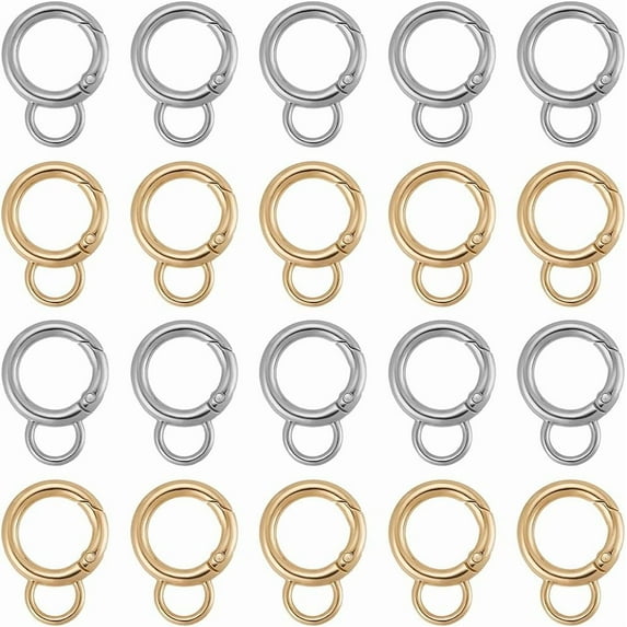 1 Box 24Pcs Spring O Ring Keychain Round Snap Buckle Alloy Gold Silver ...