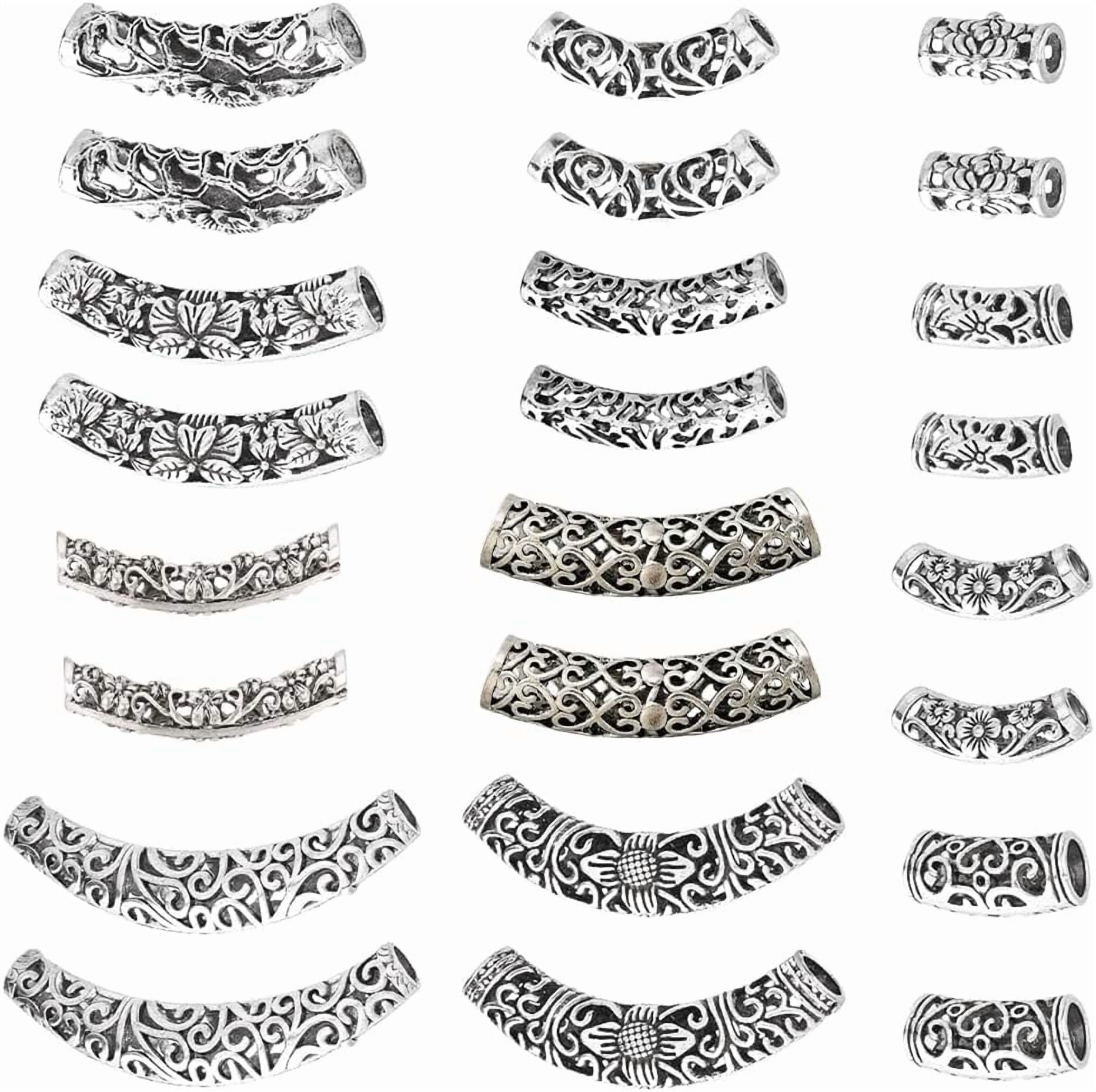 1 Box 24Pcs Tube Beads Curved Tube Charm Tibetan Style Alloy Spacer ...