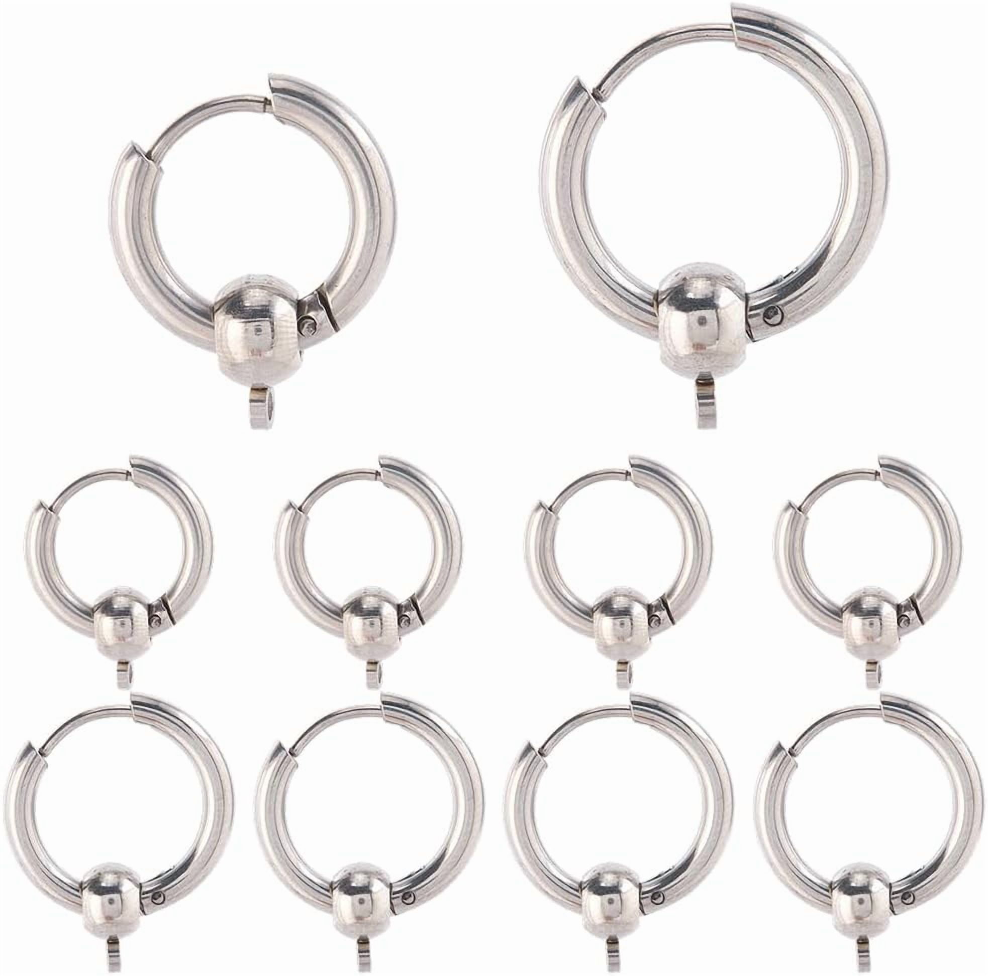 1 Box 24pcs Stainless Steel Huggie Hoop Earring Silver Hoop Hook ...