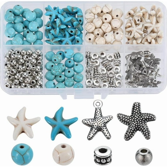 1 Box 250Pcs Ocean Bead Kit Starfish Beads Lucky Turquoise Bead Sea ...