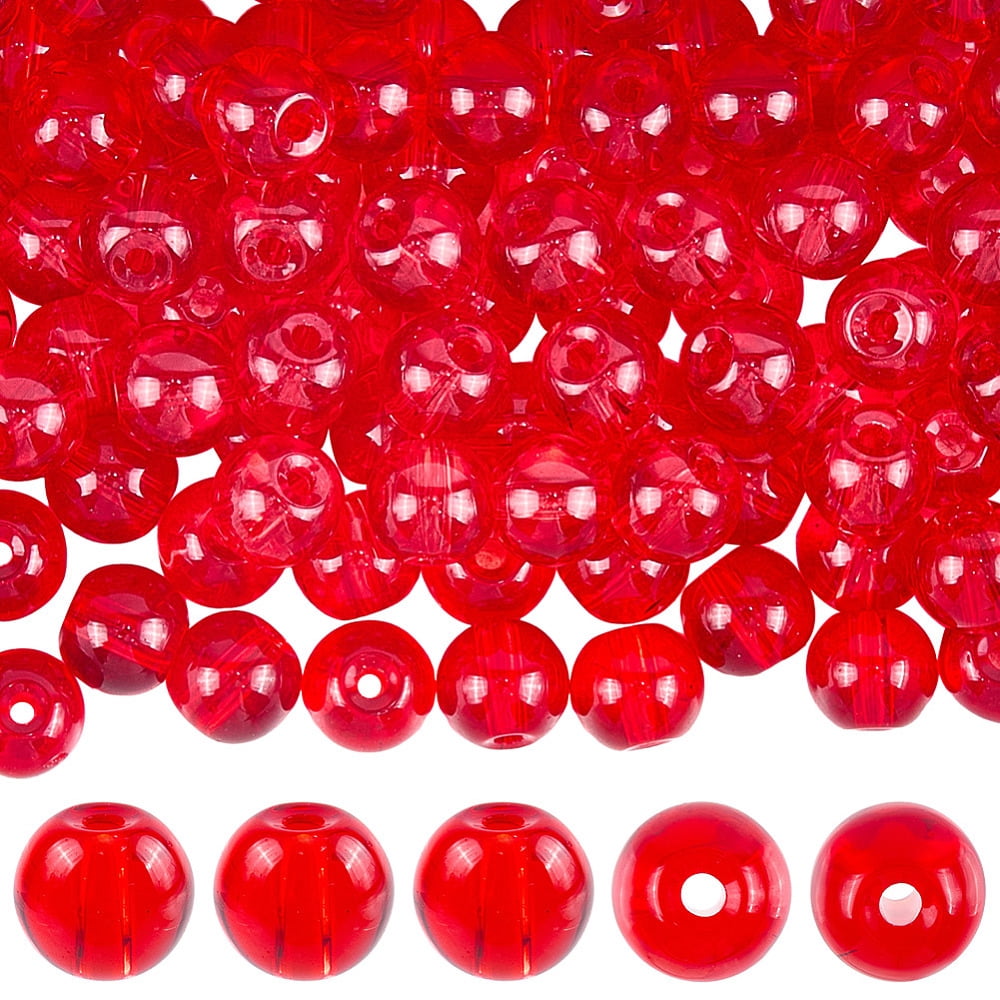 1 Box 250Pcs Red Glass Spacer Beads 6mm Round Glass Beads Smooth Small ...