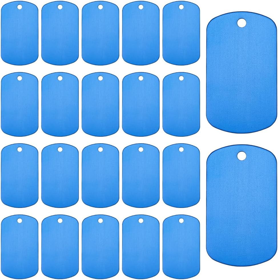 1 Box 25Pcs Blue Metal Blanks Aluminum Stamping Tags Bulk Engraved ...
