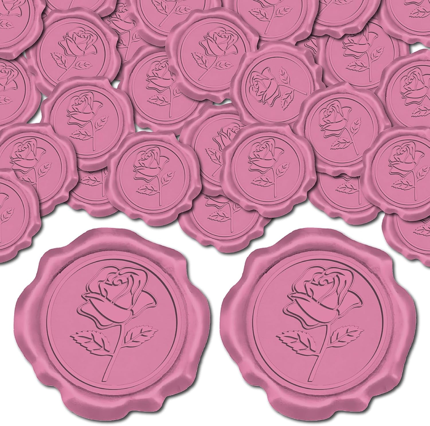 1 Box 25Pcs Pink Wax Seal Stickers Rose Flowers Wedding Invitations ...