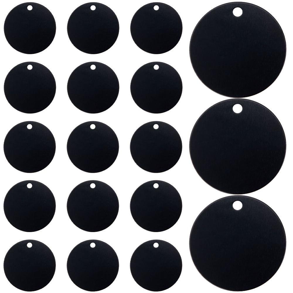 1 Box 25Pcs Round Stamping Blanks Metal Blank Tags Aluminum Black ...