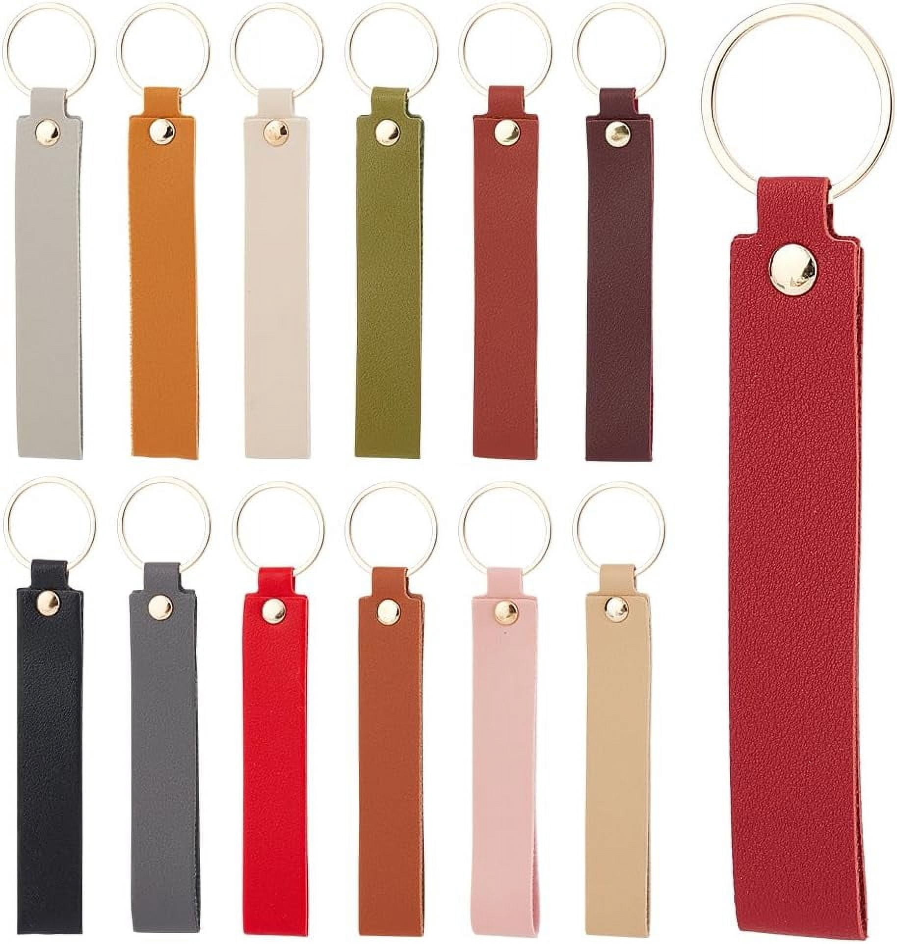 1 Box 26Pcs 13 Colors Laser Leather Keychains PU Engraving Leather ...