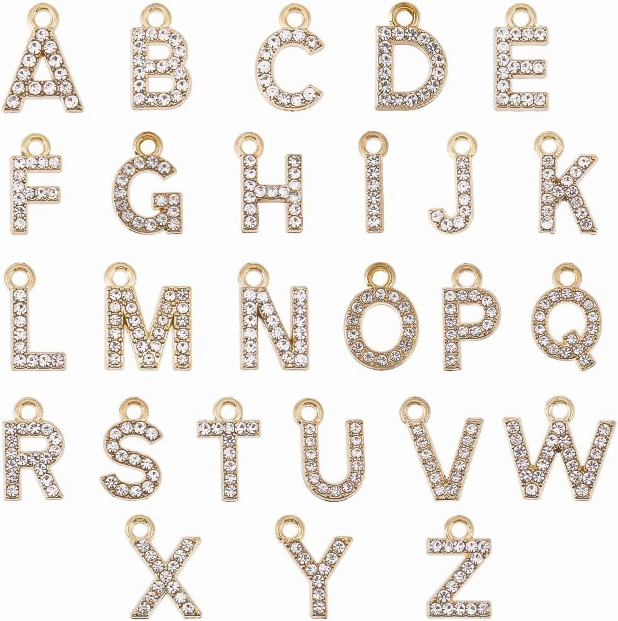 1 Box 26Pcs Diamond Letter Charms Gold Rhinestone Letters Charm Golden ...