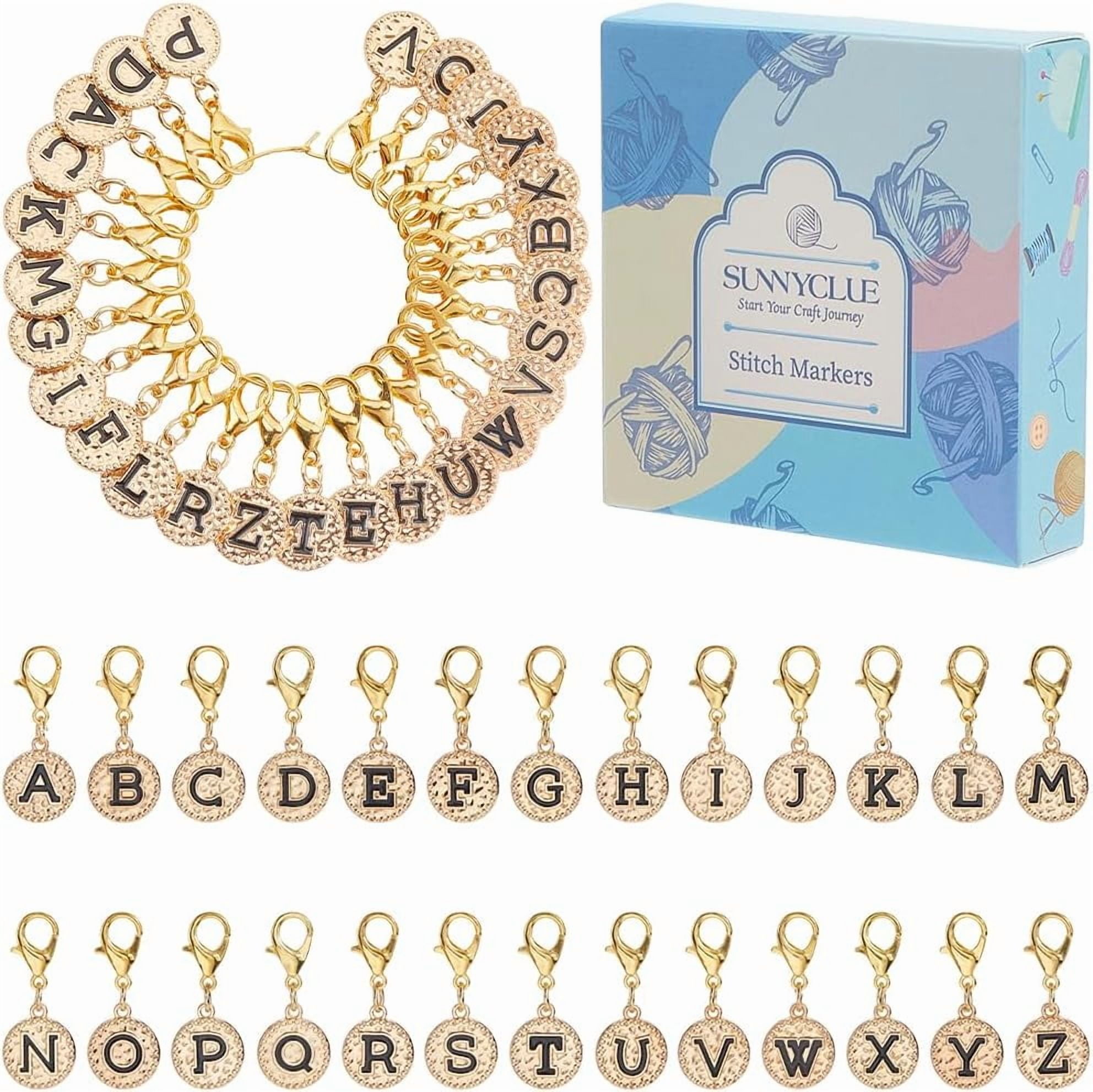 1 Box 26Pcs Letter Stitch Markers Crochet Marker Charms Black Golden ...