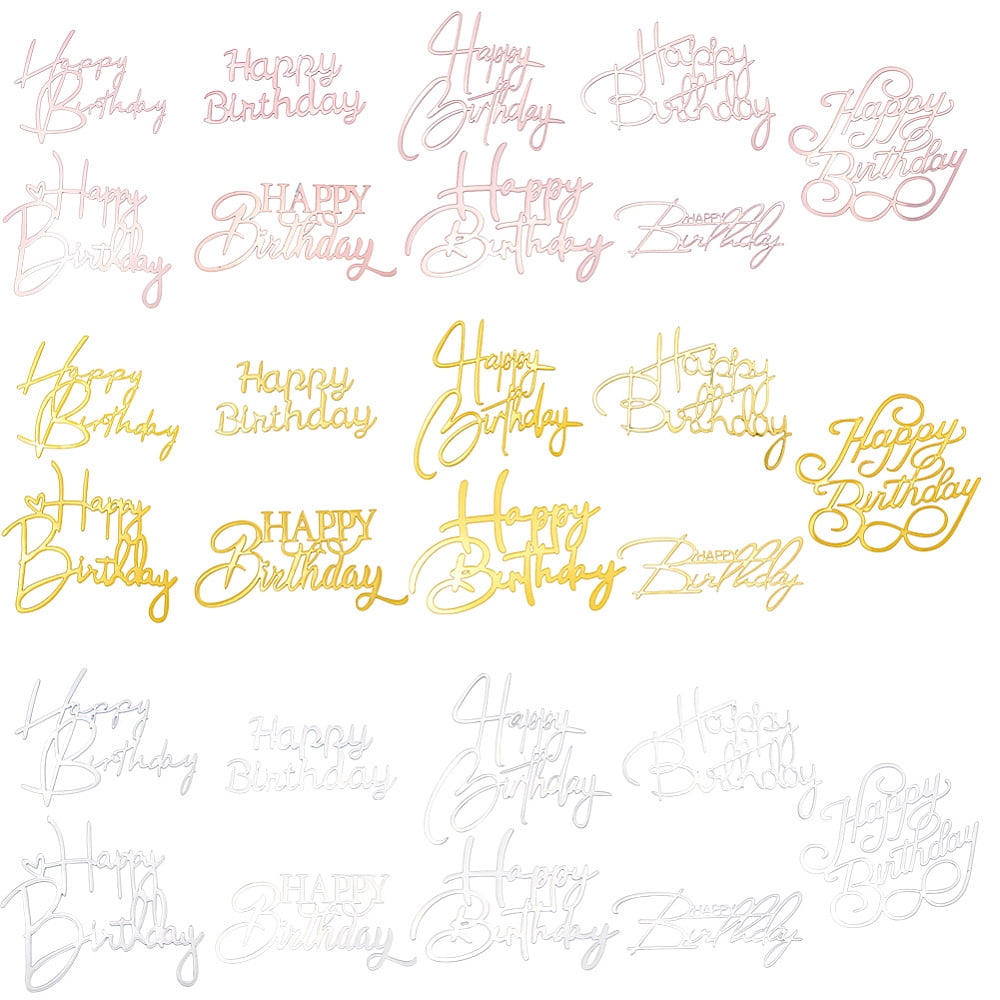 1 Box 27 Styles Happy Birthday Cupcake Toppers Acrylic Mirror Cake ...