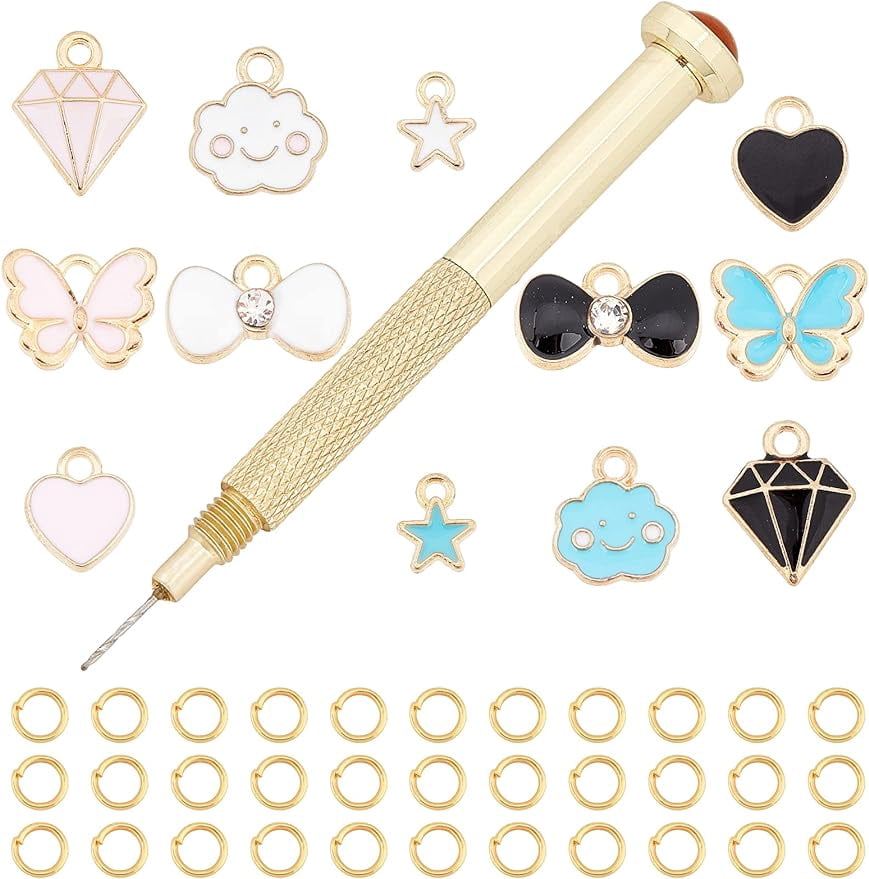 1 Box 270Pcs Nail Piercing Charms Set Art Pierced Tools Star Heart ...