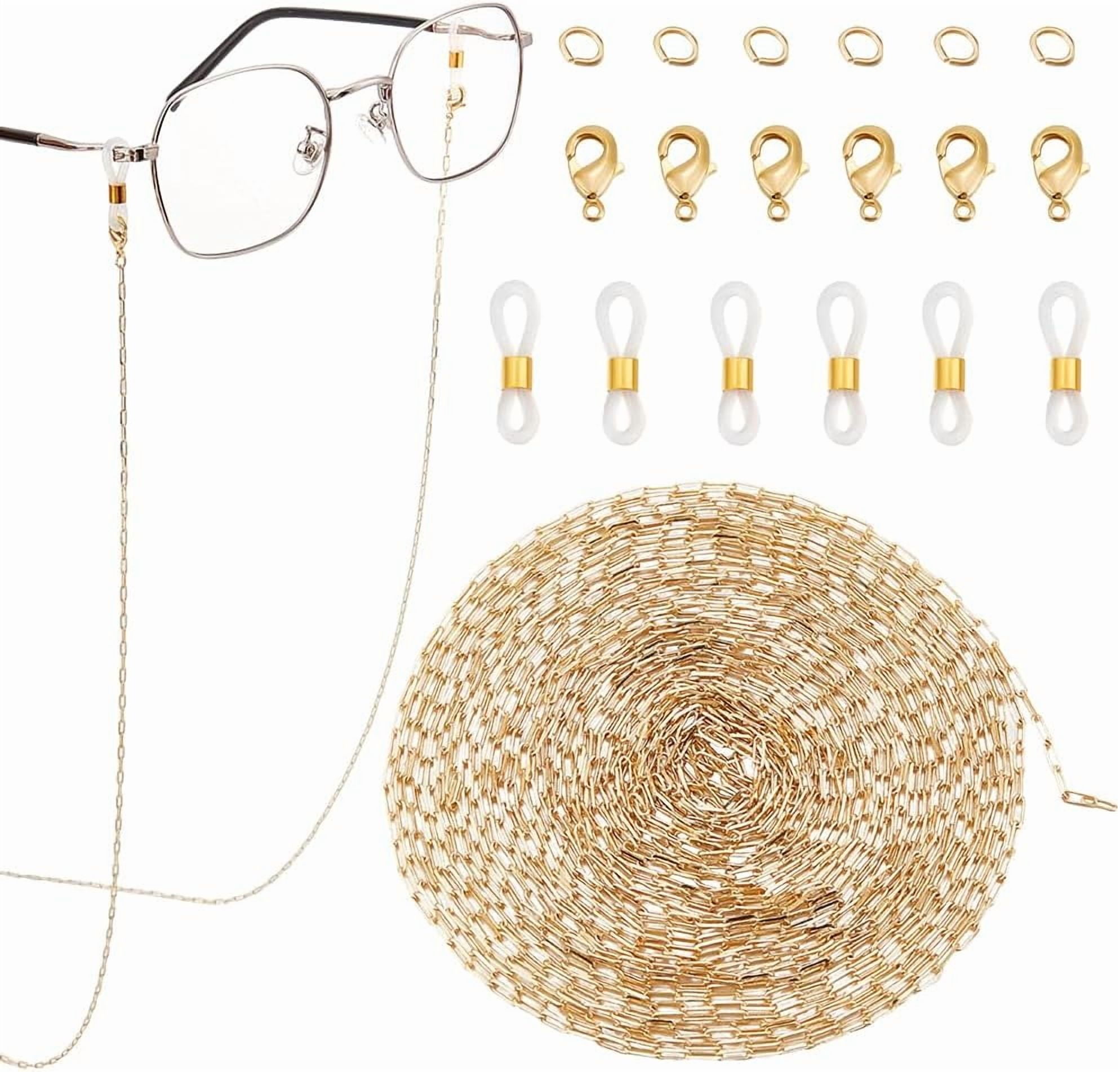 1 Box 27Pcs Eyeglass Chain Kit Real 14K Gold Plated Brass Cable Chain ...