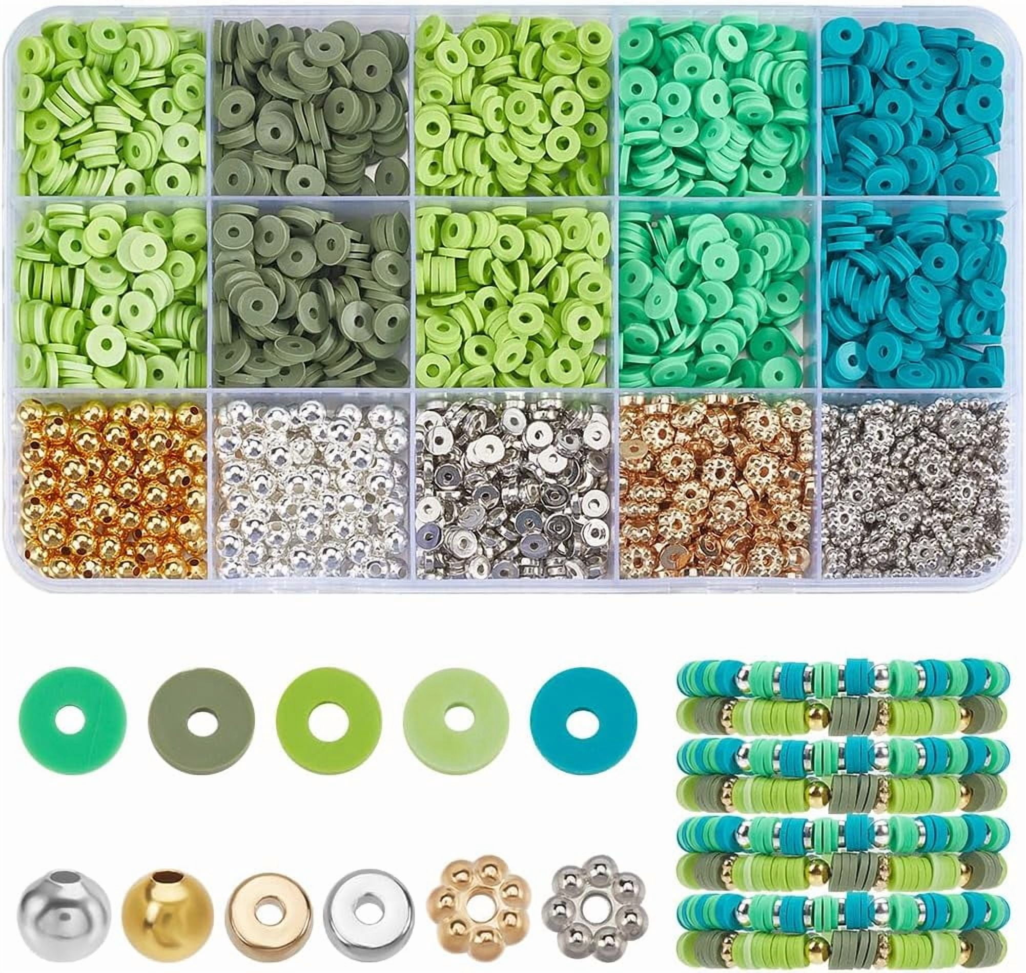 1 Box 2800Pcs 6mm Clay Beads Bracelet Making Kit Green Friendship ...