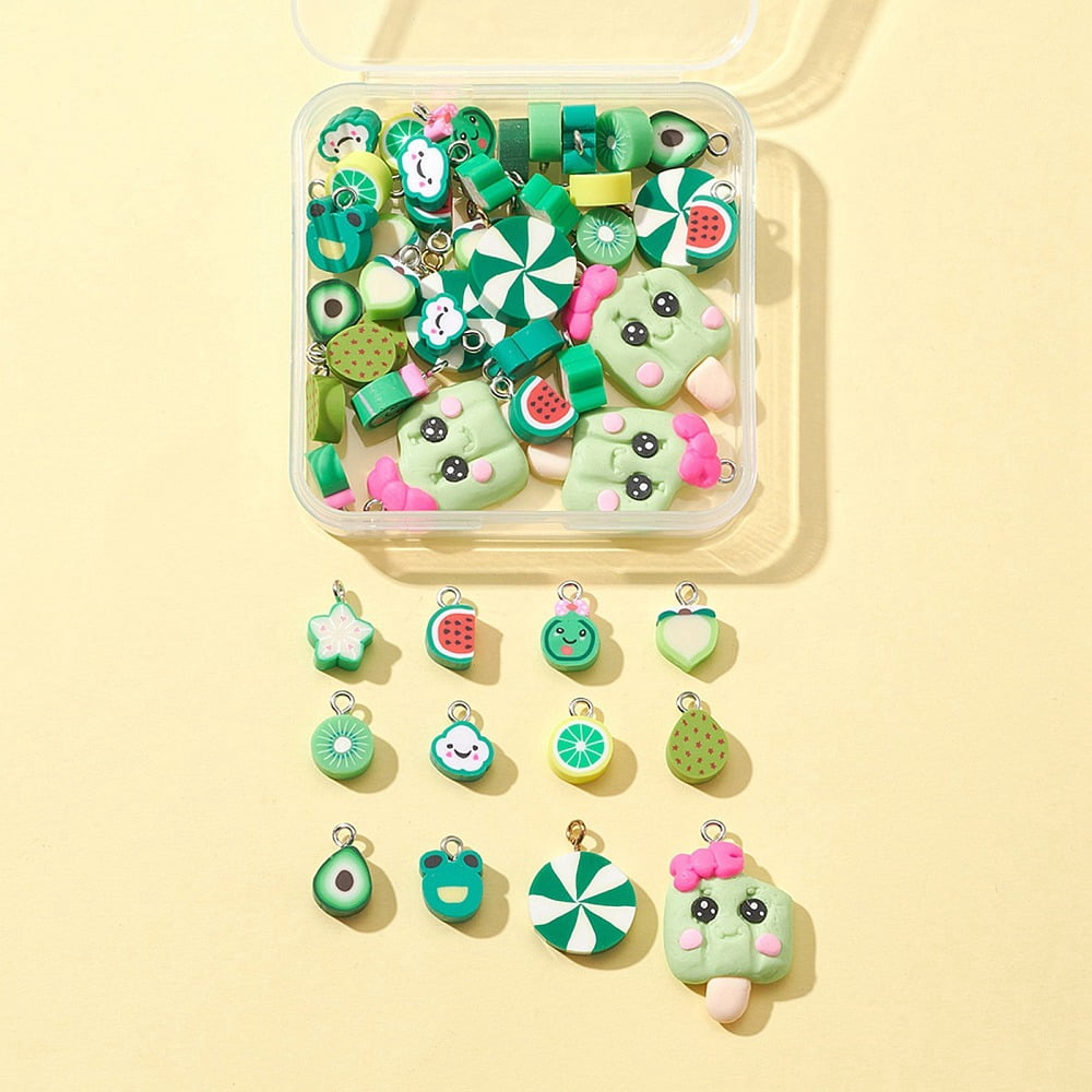 1 Box 28Pcs 12 Style Handmade Polymer Clay Star Charms Avocado ...