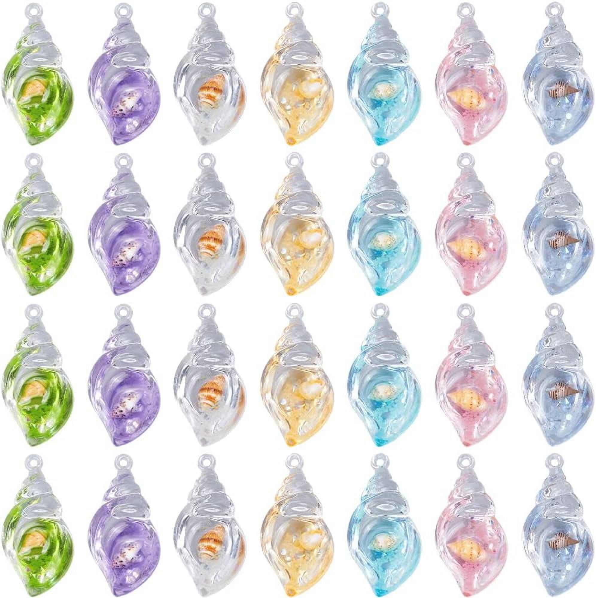 1 Box 28Pcs 7 Colors Plastic Seashell Charm Colorful Shell Beads Bulk ...