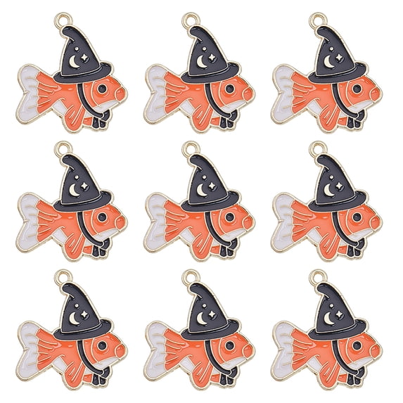 1 Box 28Pcs Fish Charms Charm Enamel Wizard Hat Charms Star Moon Black ...