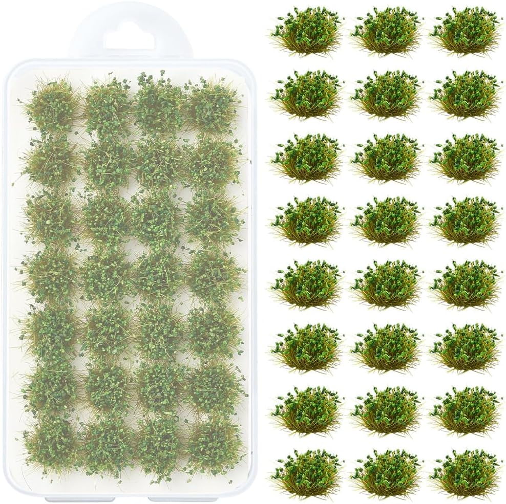 1 Box 28Pcs Green Grass Tufts Miniature Plastic Grass Tufts Model ...