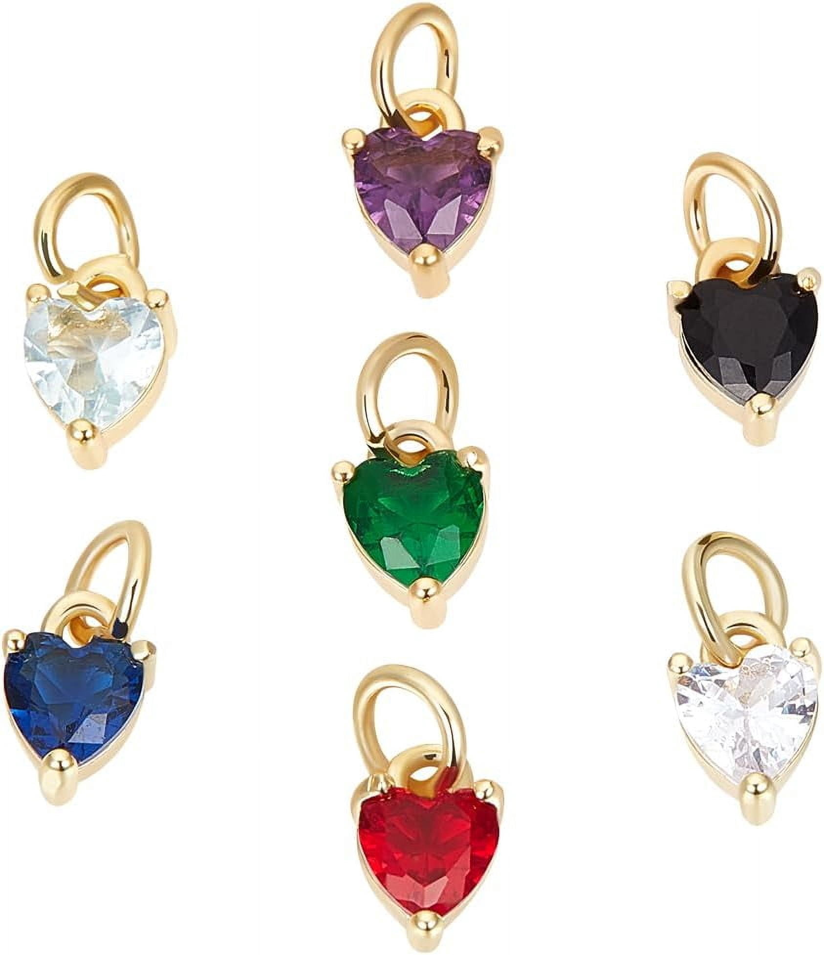 1 Box 28Pcs Heart Crystal Charms Real 18K Gold Plated Brass Cubic ...