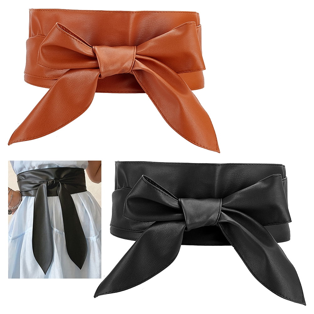 1 Box 2Pcs 2 Colors PU Leather Wrap Around Waist Band Tie Knot Cinch ...